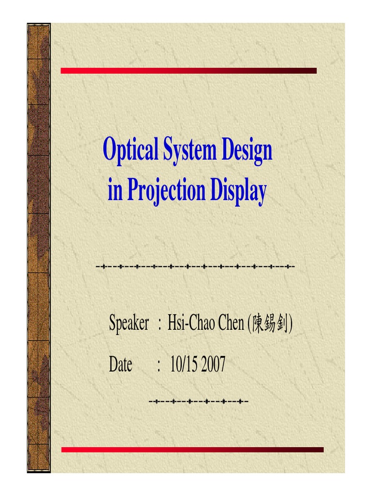 Optical System Design in Projection Display | PDF | Mirror | Optics