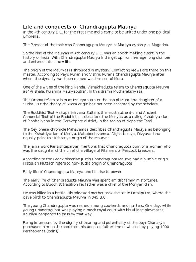 Life and Conquests of Chandragupta Maurya | PDF | Religion And Belief