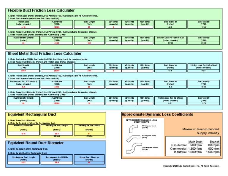 Flexible Duct Friction Loss Calculator: Maximum Recommended Supply ...