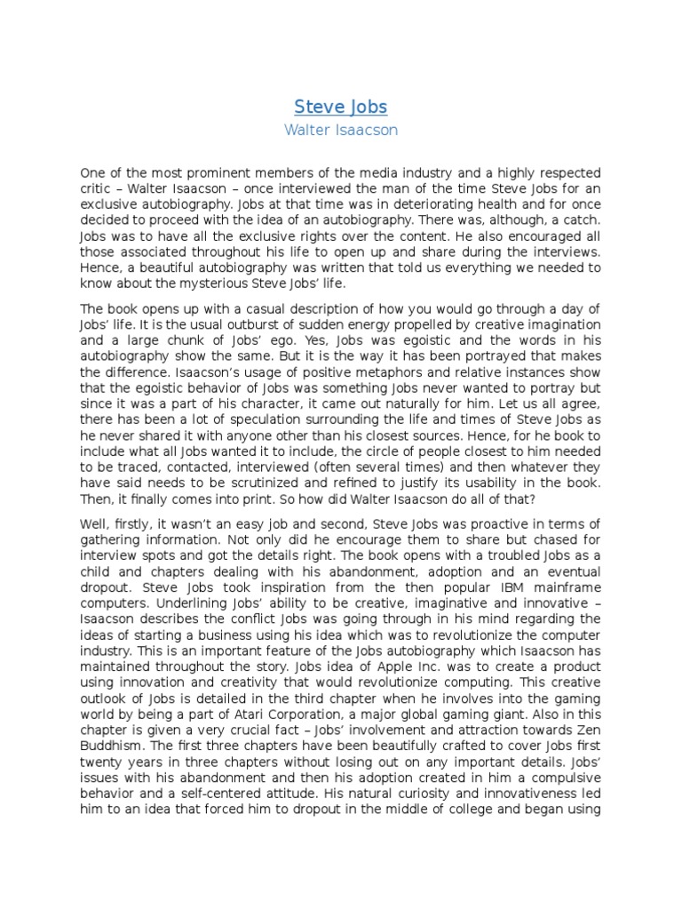 Steve Jobs By Walter Isaacson Book Review Pdf Macintosh Apple Inc