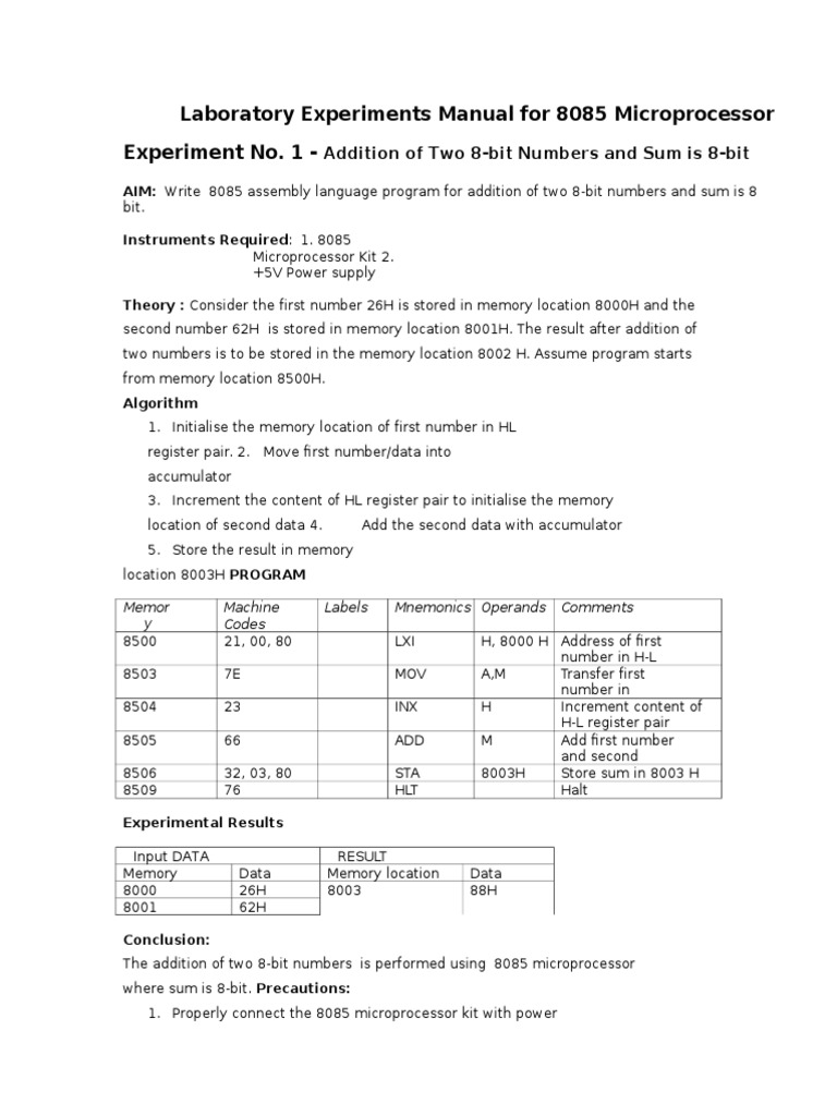 Decimal Addition using 8085 Microprocessor | PDF | Assembly Language | String (Computer Science)