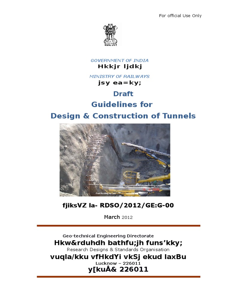 Draft Guidelines For Design & Construction of Tunnels | PDF | Tunnel ...