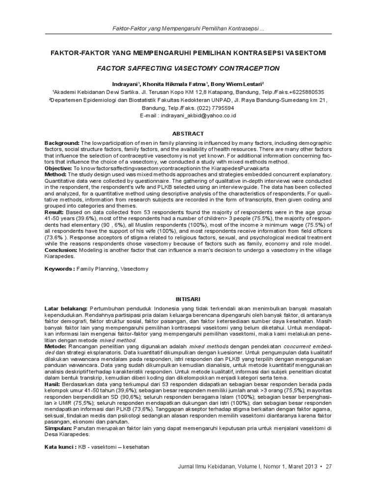 Faktor-Faktor Yang Mempengaruhi Pemilihan Kontrasepsi Vasektomi | PDF