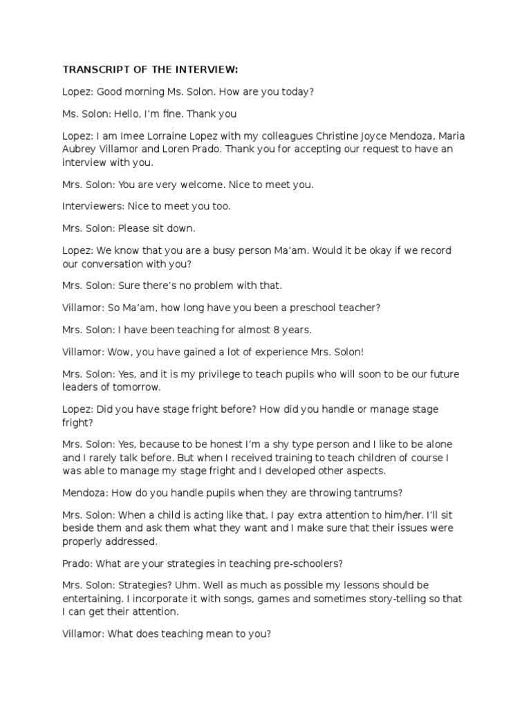 Transcript of The Interview | PDF