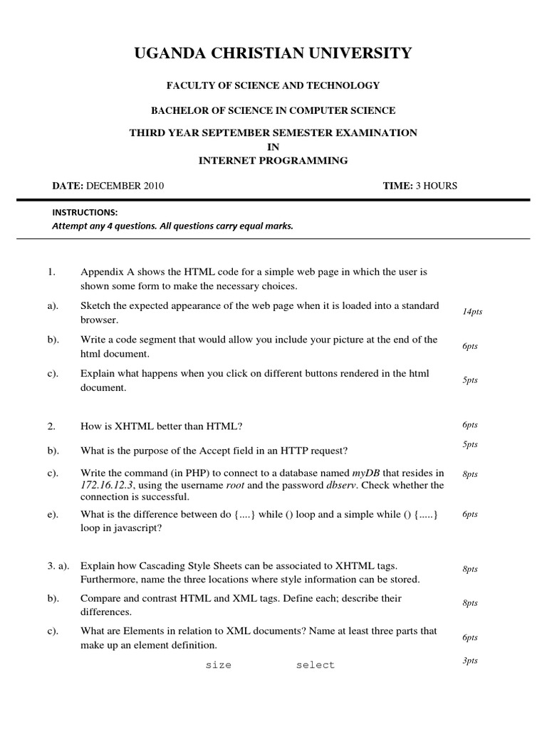 Internet Programming | PDF | Html | Xhtml