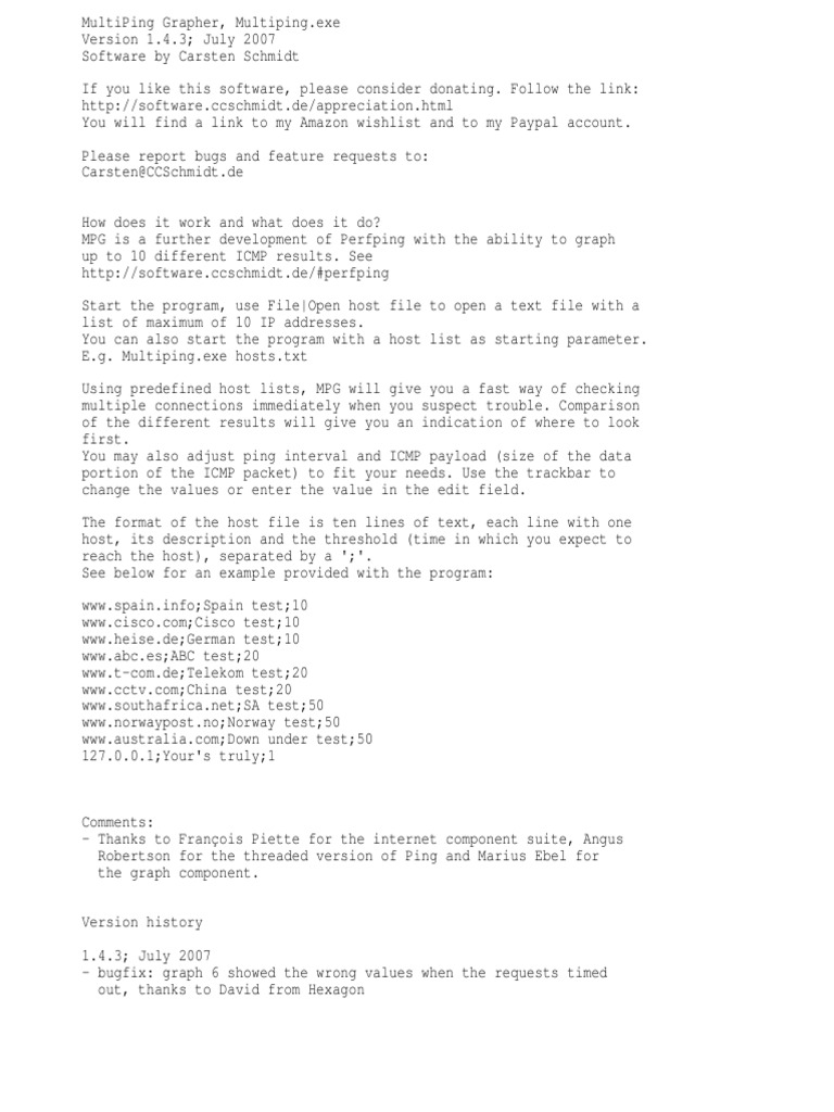 Multiping Readme | PDF | Network Protocols | Computer Architecture
