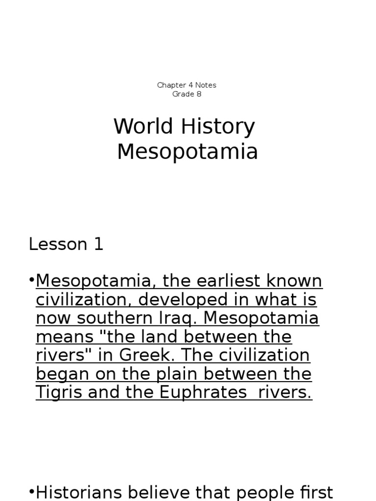 World History Mesopotamia: Chapter 4 Notes Grade 8 | Download Free PDF ...