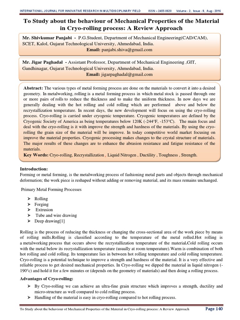 To Study About The Behaviour of Mechanical Properties of The Material ...