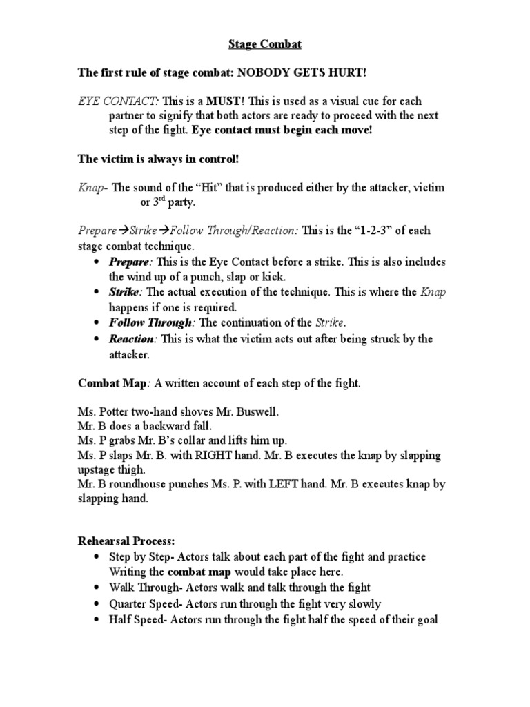 Stage Combat Techniques And Safety Rules PDF Individual Sports