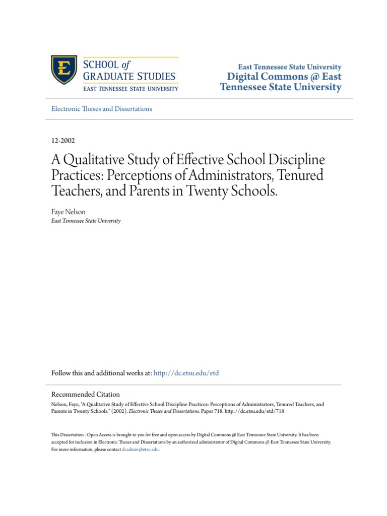 A Qualitative Study of Effective School Discipline Practices - Per ...