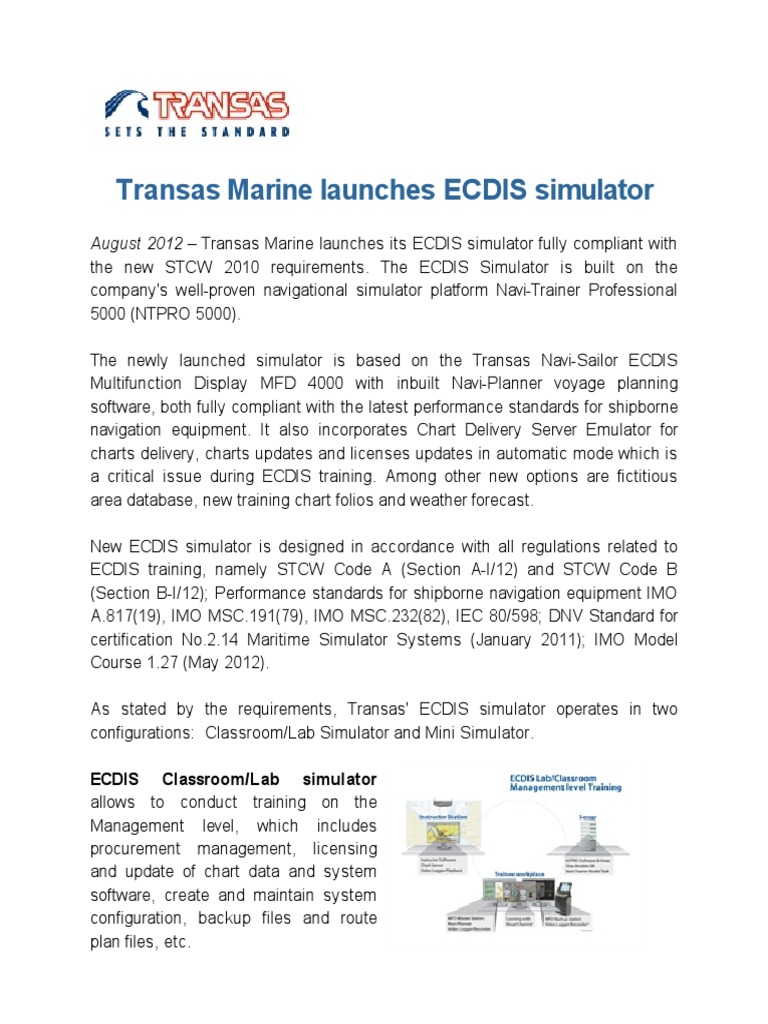 transas-marine-launches-ecdis-simulator.pdf | Simulation | Software
