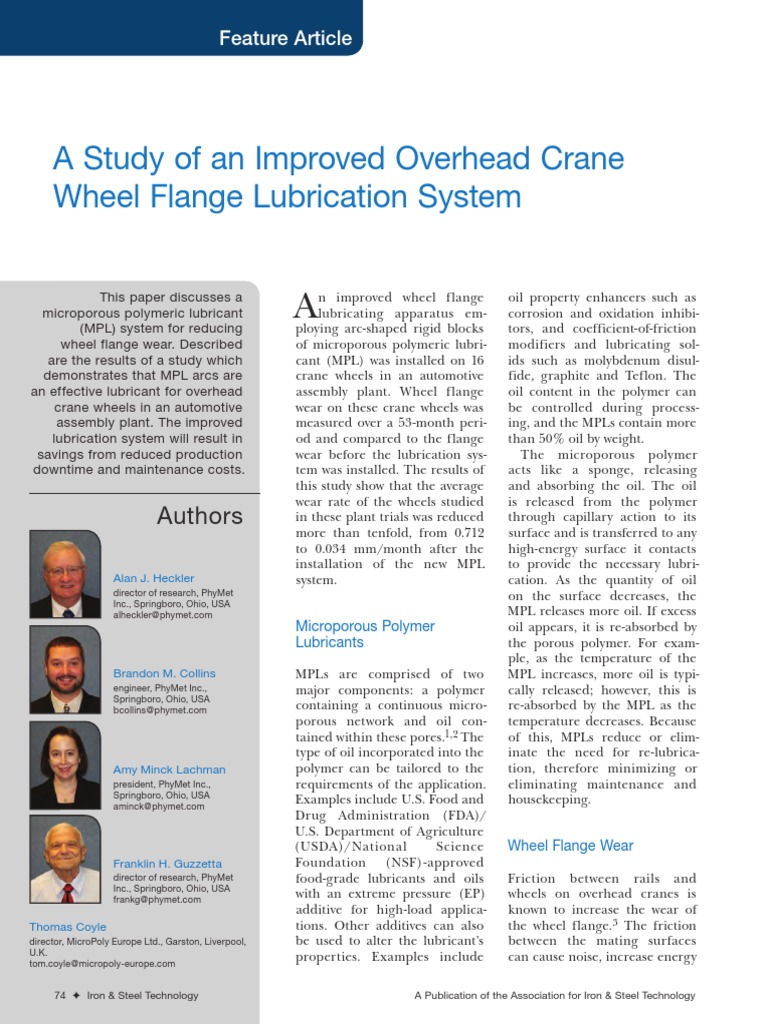 A Study of An Improved Overhead Crane Wheel Flange Lubrication System ...