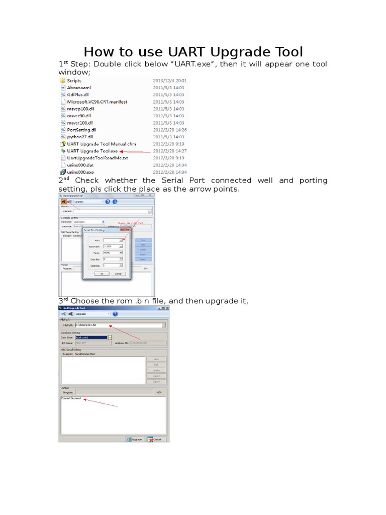 How To Use UART Upgrade Tool: 1 Step: Double Click Below "UART - Exe ...