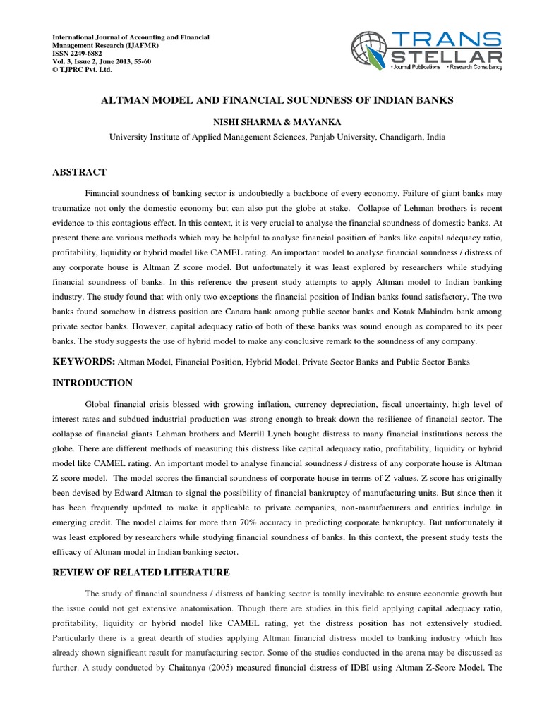 1369920797-5. Altman Model - Full | PDF | Banks | Capital Requirement