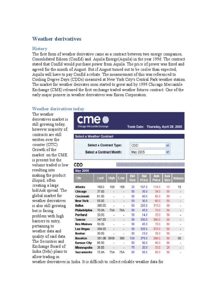 Weather Derivatives | PDF | Derivative (Finance) | Hedge (Finance)