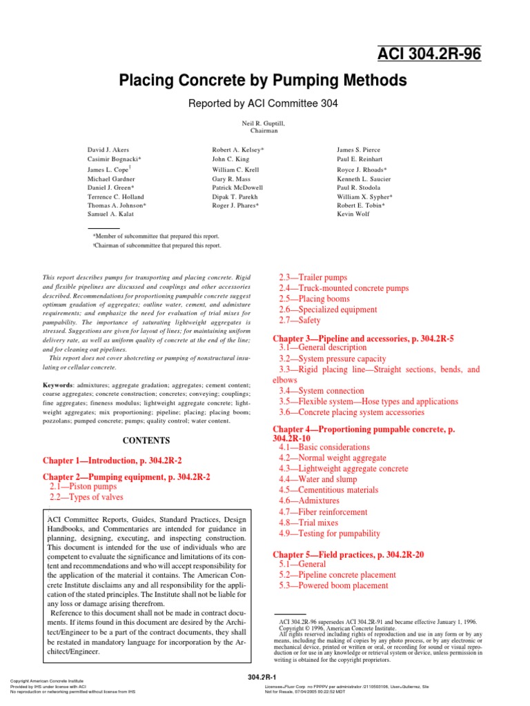 ACI 304.2R-96 Placing Concrete by Pumping.pdf | Construction Aggregate ...