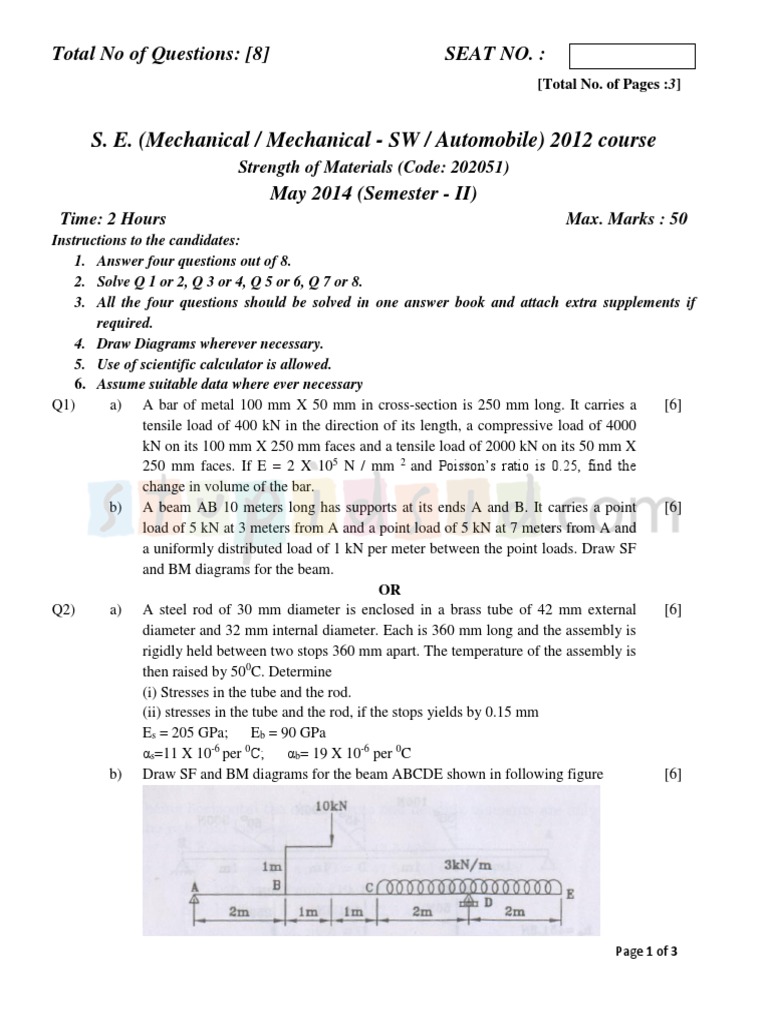 S. E. (Mechanical / Mechanical - SW / Automobile) 2012 Course | PDF ...