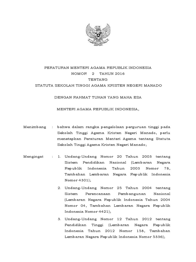 Statuta STAKN Manado 2016 | PDF | Perjalanan