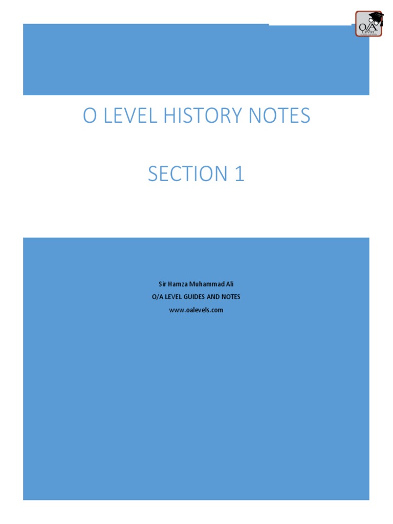O Level History Notes by Sir Hamza M Ali PDF | PDF
