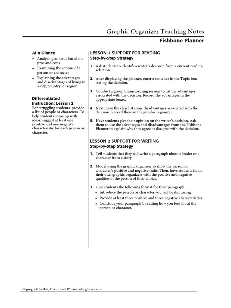 Graphic Organizer Teaching Notes: at A Glance Step-by-Step Strategy | PDF