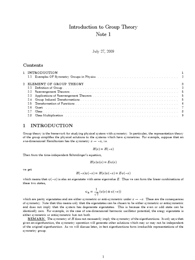Intro To Group Theory | PDF | Group (Mathematics) | Eigenvalues And ...