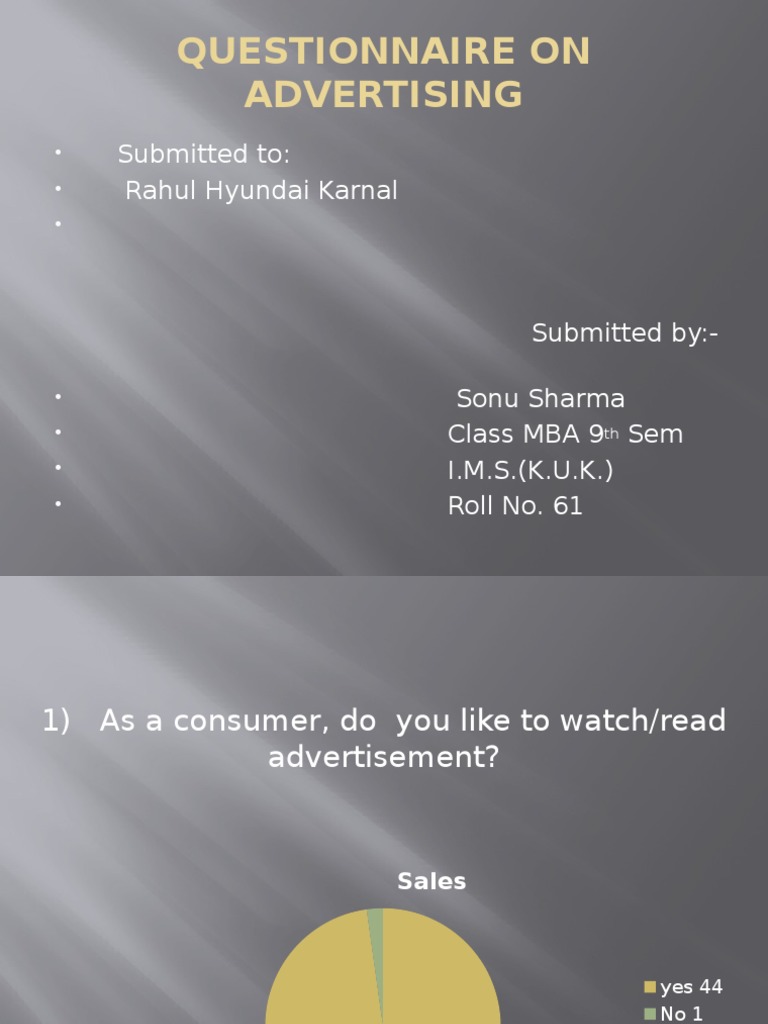 Questionnaire On Advertising: Submitted To: Rahul Hyundai Karnal | PDF
