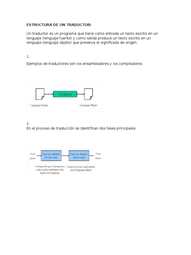 Estructura de Un Traductor | PDF | Métodos y materiales de enseñanza ...
