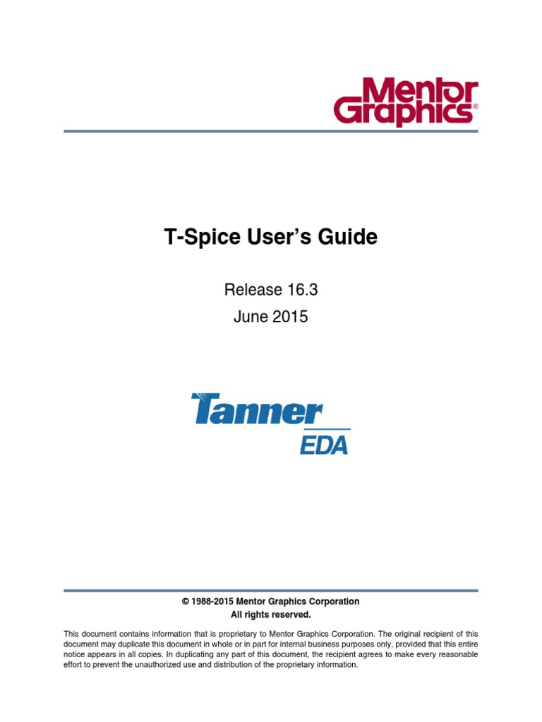 T-Spice User's Guide: Release 16.3 June 2015 | PDF | Mosfet | Command ...