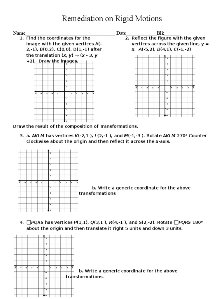Remediation On Rigid Motions: Name - Date - BLK | PDF