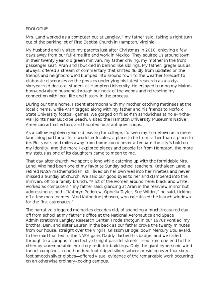 Excerpt From "Hidden Figures" by Margot Lee Shetterly. | PDF | Langley ...