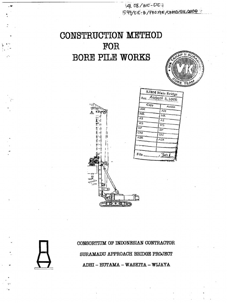 Construction Method of Bored Pile Works PDF | PDF