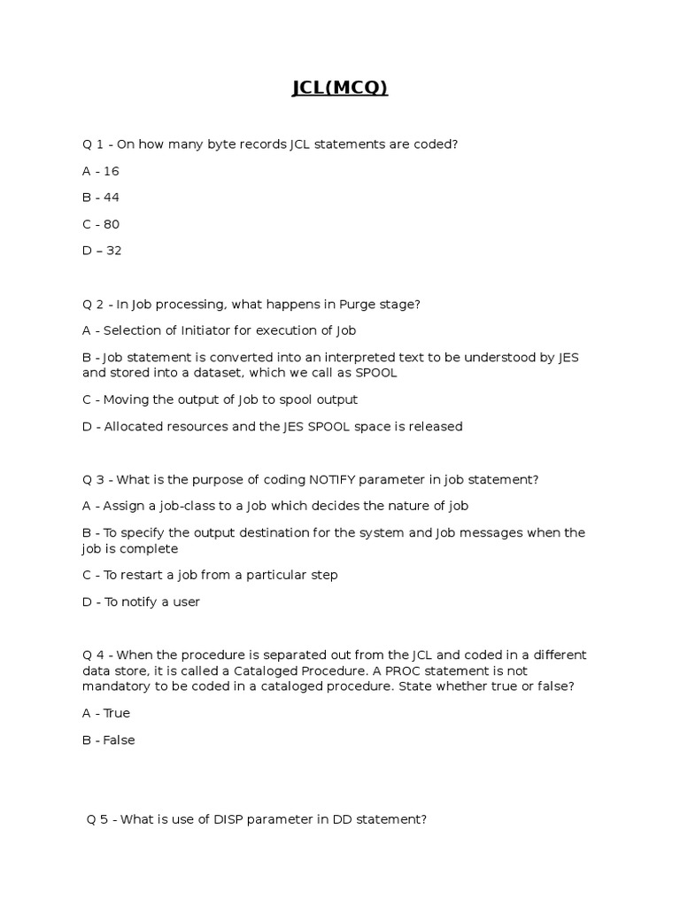 JCL Mock Q1 | PDF JCL Mock Q1 | PDF