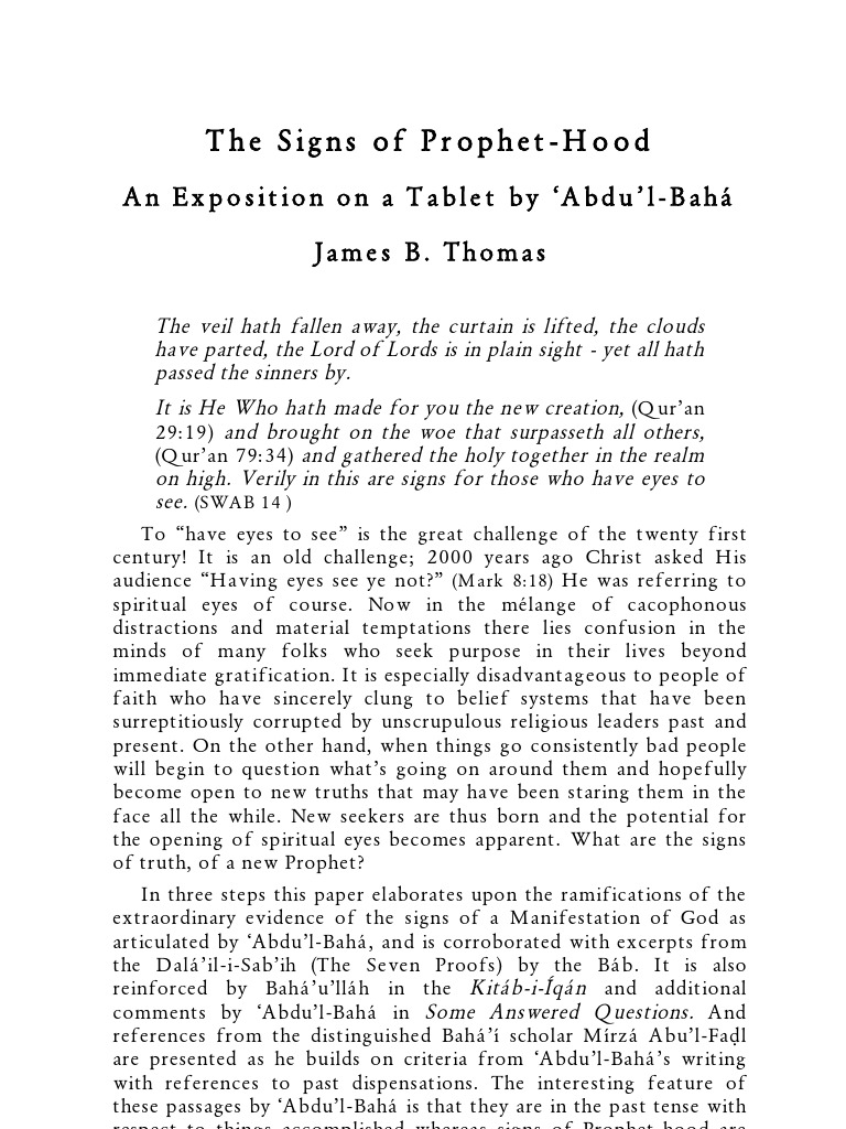 The Signs of Prophet-Hood | PDF | Revelation | Religion And Belief