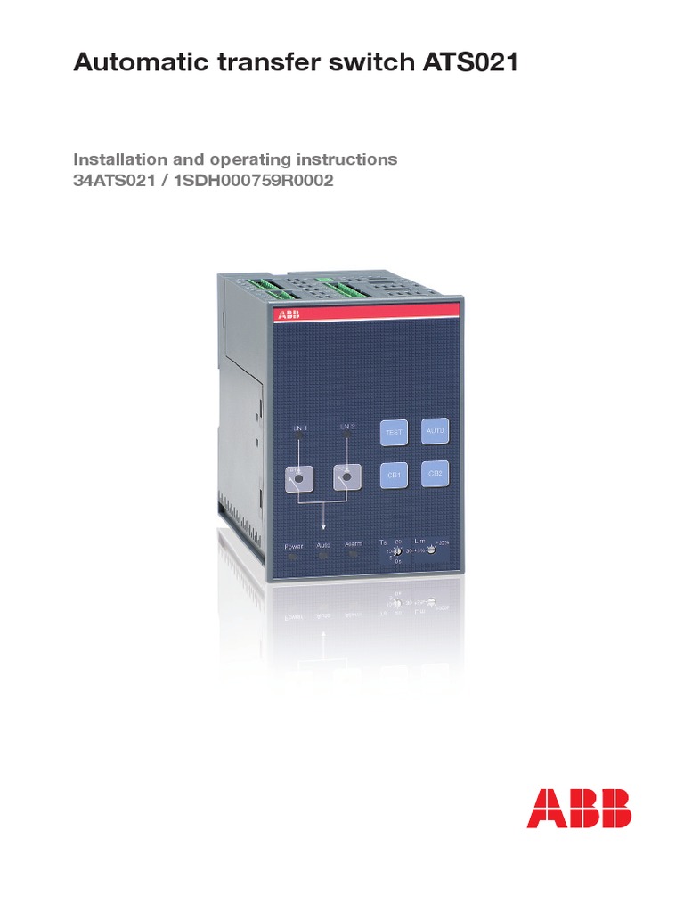 Automatic Transfer Switch ATS021: Installation and Operating ...