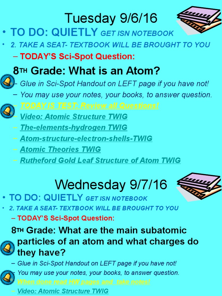 Week 4 Intro Grade 8 Atomic Theory Notes | PDF | Chemical Compounds | Atoms