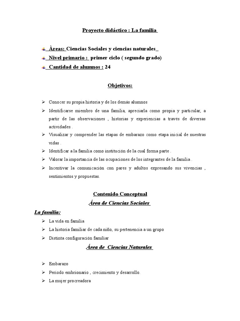 Proyecto Didáctico de La Familia | PDF | Ciencias sociales | Comunicación