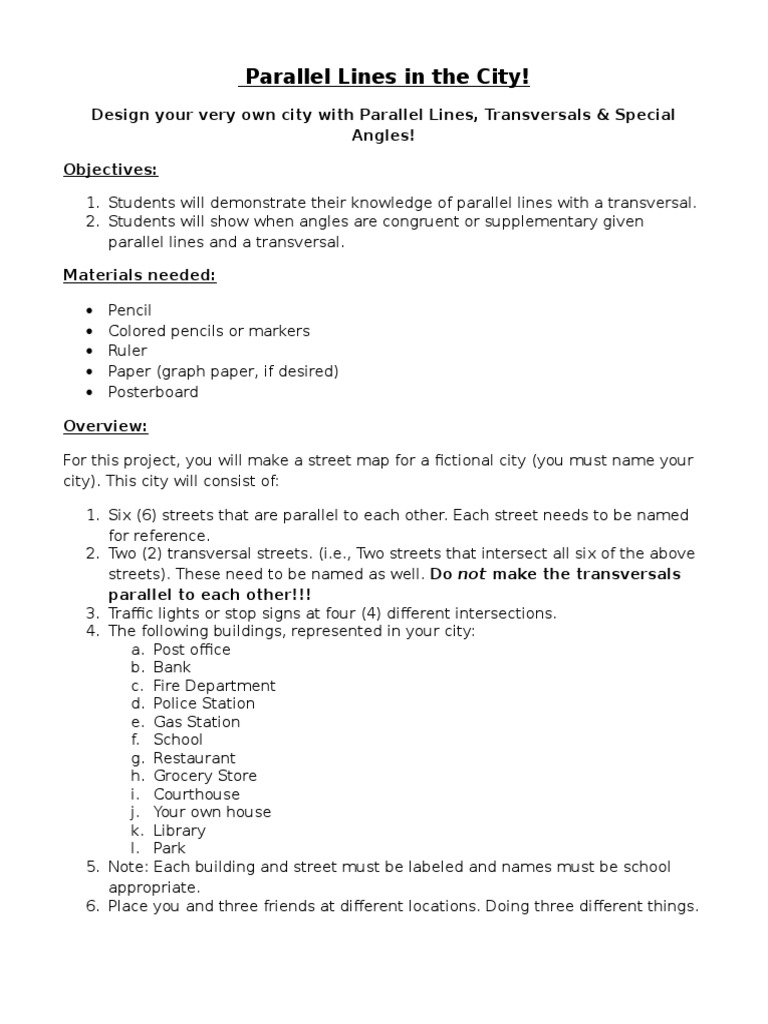 Parallel Lines City Project Guide | PDF | Geometry | Transport