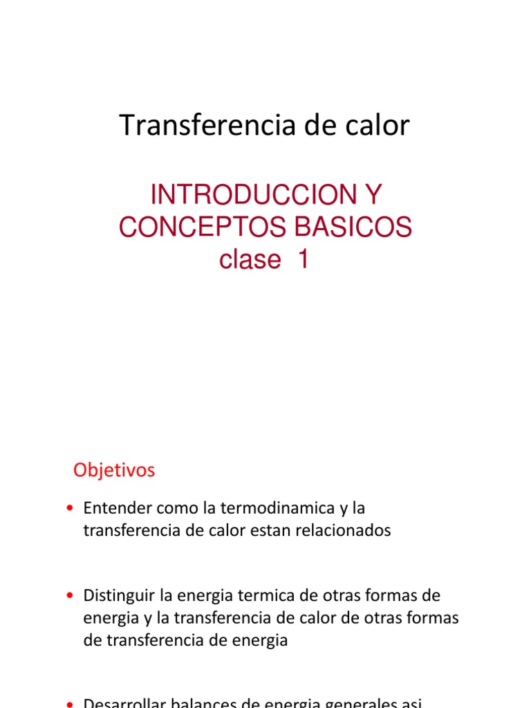 Transferencia de Calor Introduccion y Conceptos Basicos - Parte 1 | PDF ...