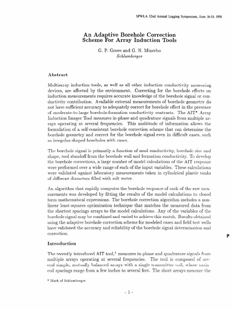 An Adaptive Borehole Correct Ion Scheme For Array Induction Tools ...