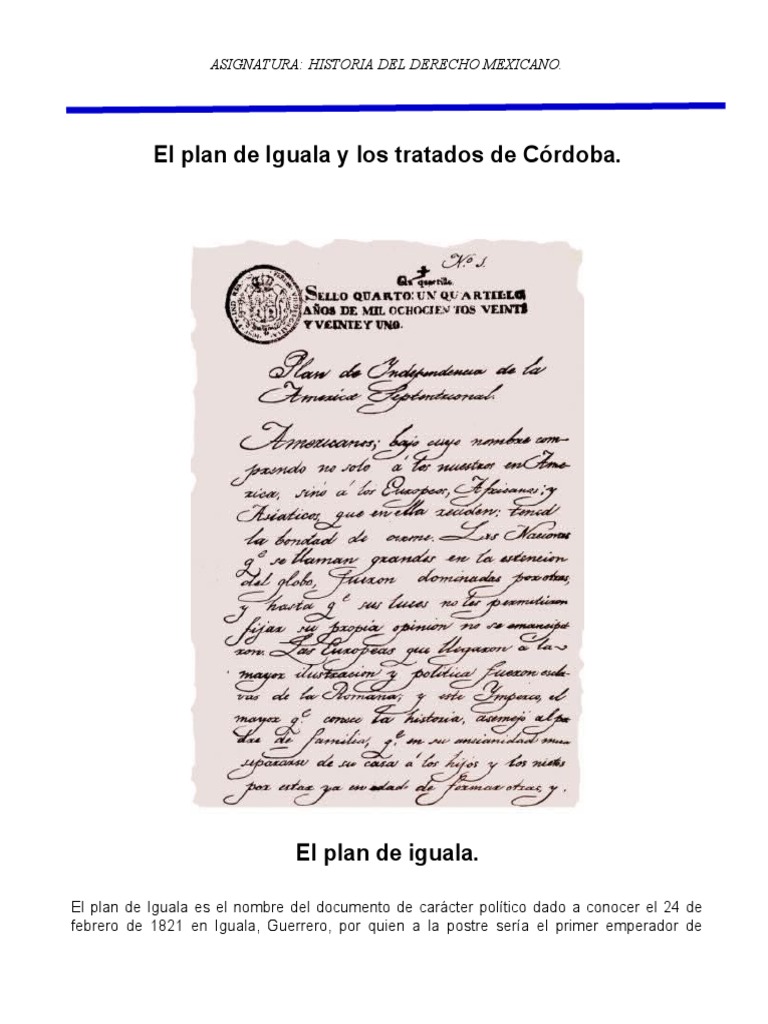 El Plan de Iguala y Tratados de Cordoba | Descargar gratis PDF ...