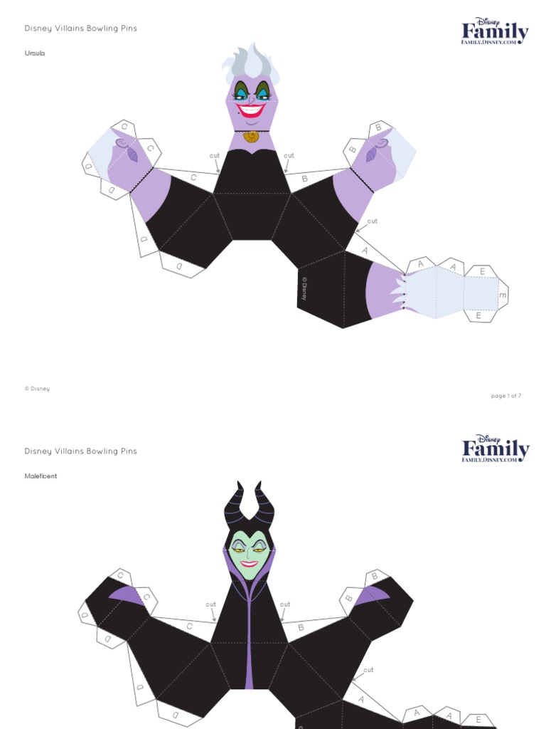 Disney Villains Bowling Pins Halloween Craft SF Printable 0912pdf FDCOM ...