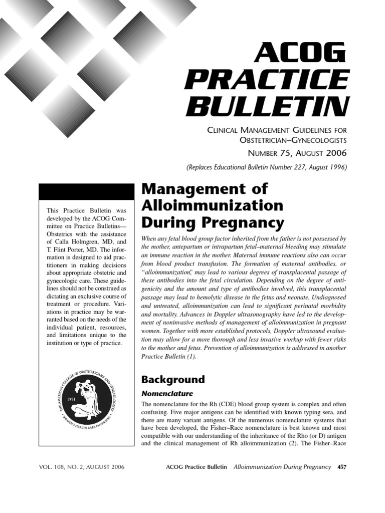 ACOG Practice Bulletin No 75 Management Of.44 | PDF | Blood Type ...