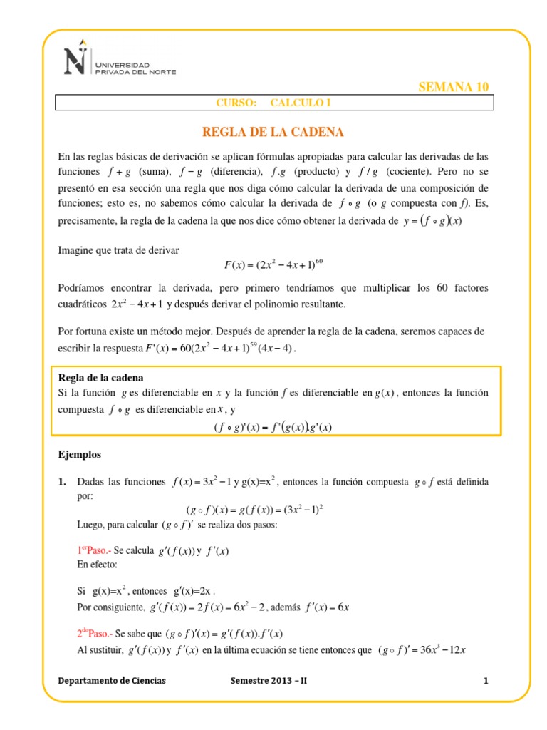 Regla de la cadena y ejemplos de su aplicación para calcular derivadas ...