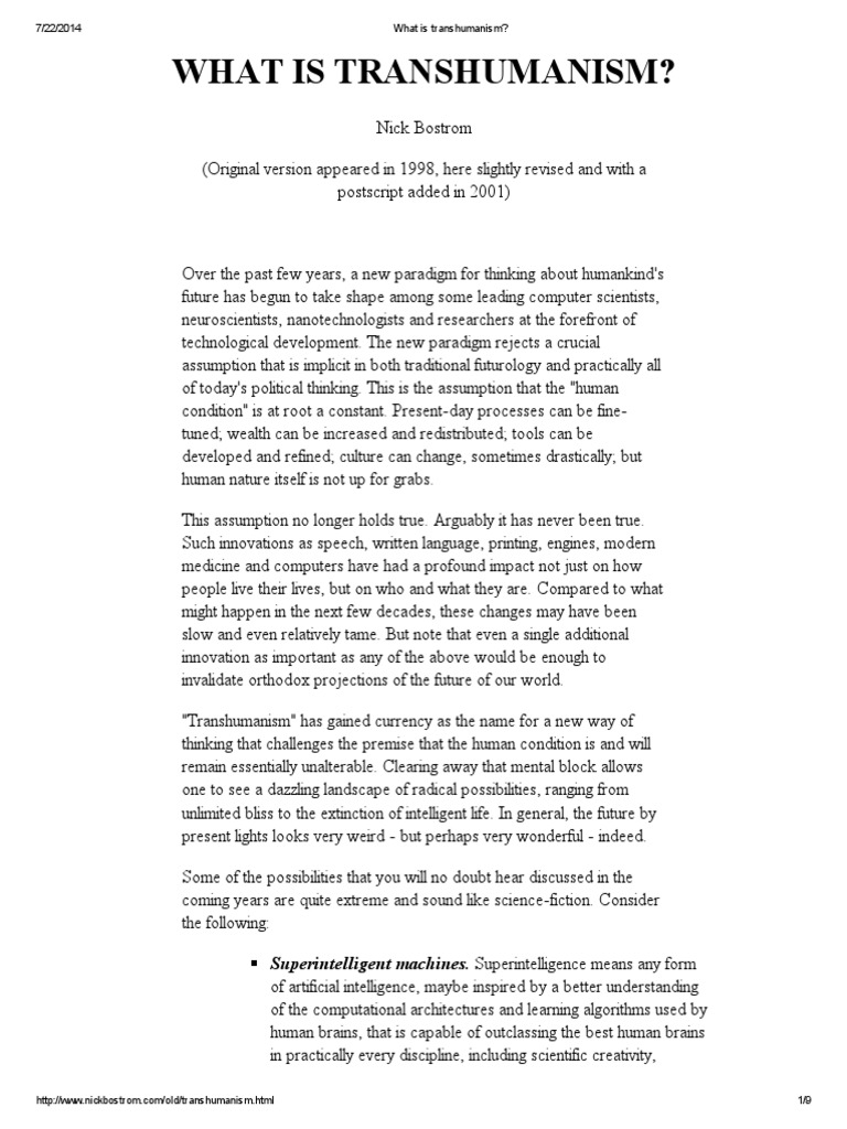 What Is Transhumanism | PDF | Transhumanism | Nanotechnology