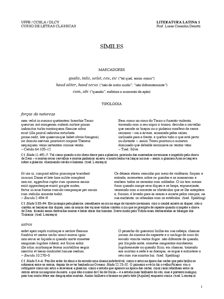 Símiles Exemplos | PDF | Ilíada | Eneida