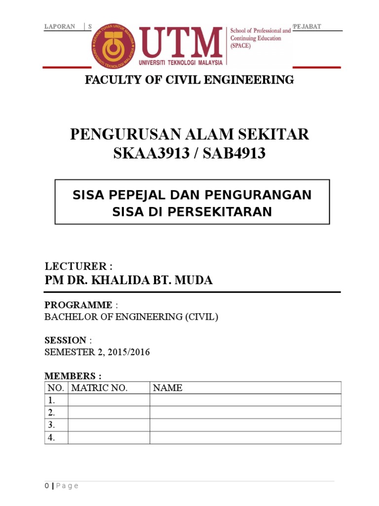 Sisa Pepejal Dan Pengurangan Sisa Di Persekitaran Kerja Pdf