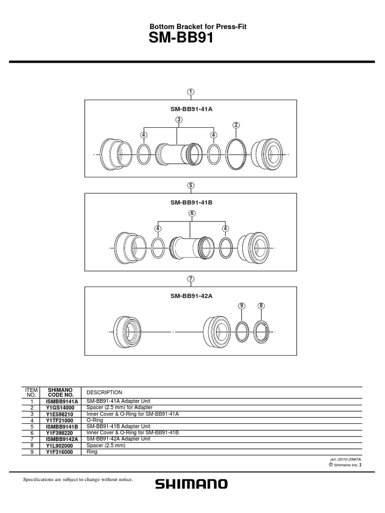 SM-BB91: Bottom Bracket For Press-Fit | PDF