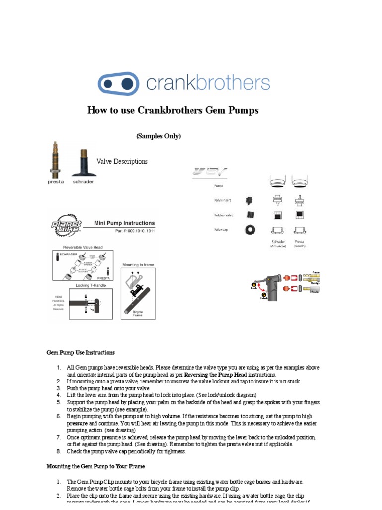 Gem Pump Instructions | PDF | Pump | Valve