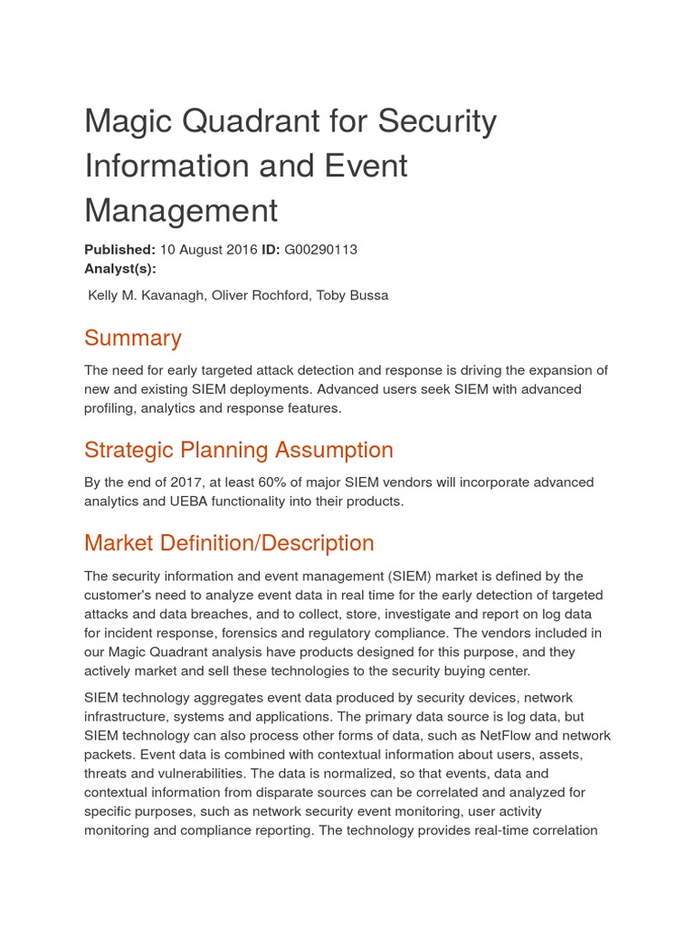 Security Information and Event Management | PDF | Threat (Computer ...