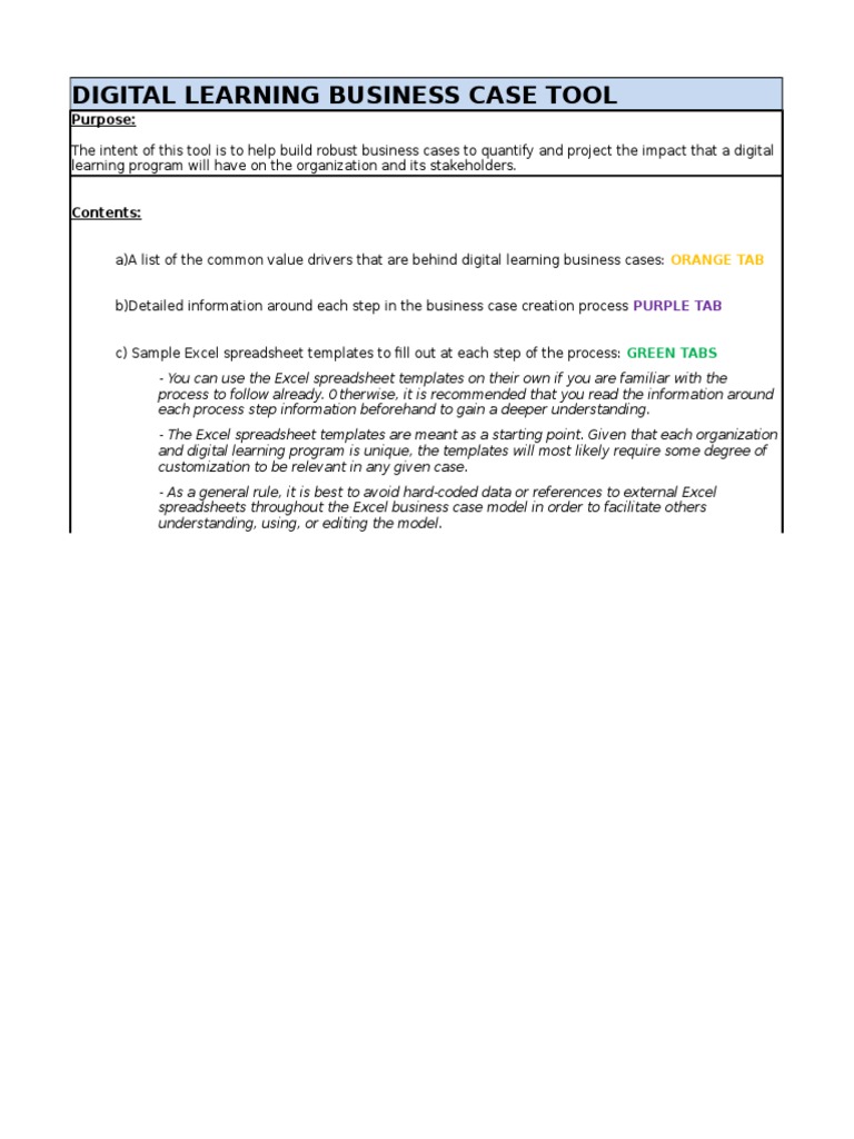Accenture Digital Learning Business Case Tool | PDF | Educational ...
